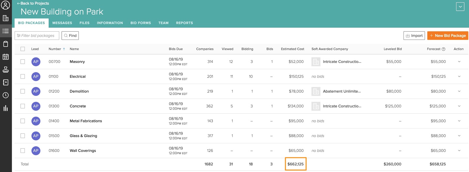 Best practices for managing your bid package table – BuildingConnected (us)